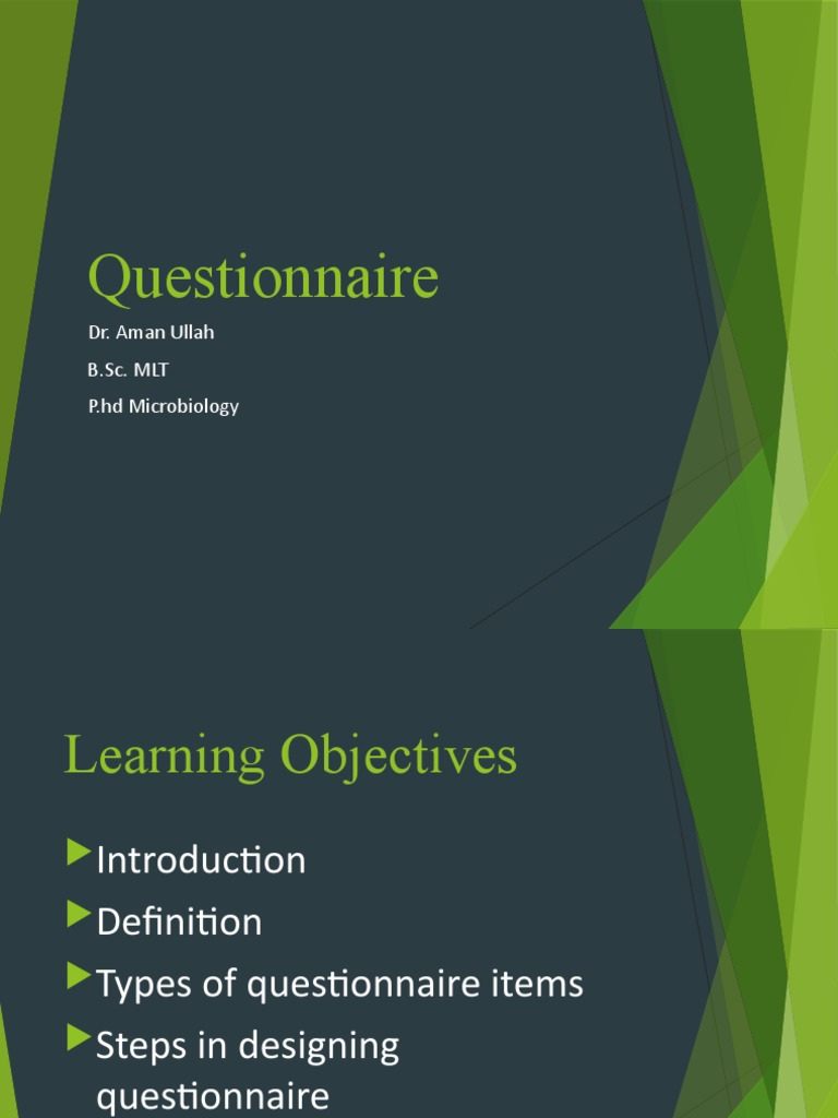 A Guide to Designing Effective Questionnaires: Introduction to ...