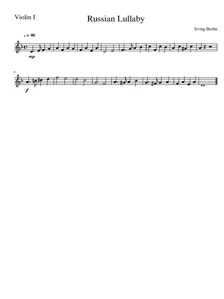 Russian Lullaby: Violin I | PDF