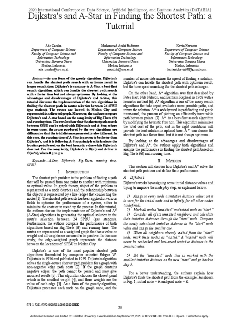 Dijkstra's and A-Star in Finding The Shortest Path: A Tutorial | PDF ...