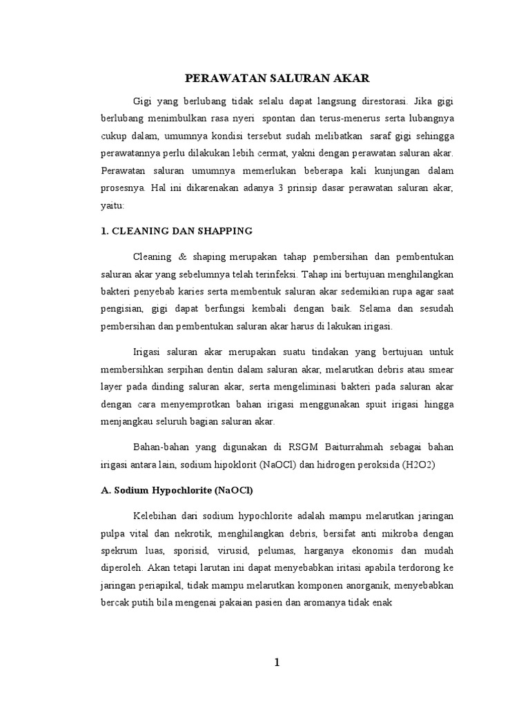 Proses Perawatan Saluran Akar Gigi | PDF