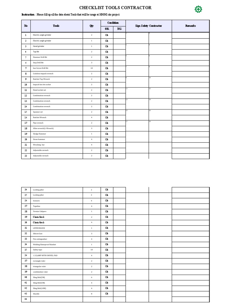1b. Register ToolsContractor (FORI KOREA) | PDF | Equipment | Tools