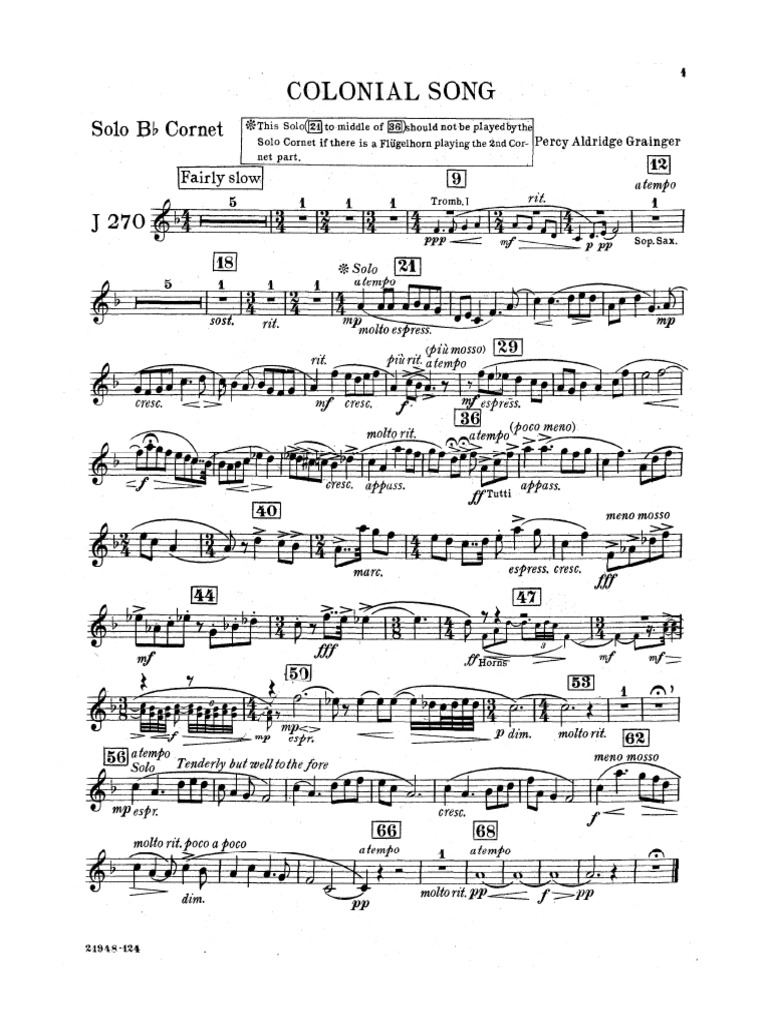 Colonial Song Solo Cornet | PDF