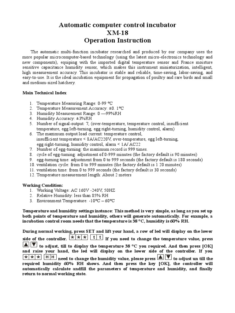 XM-18 Manual PDF | PDF | Relative Humidity | Sensor