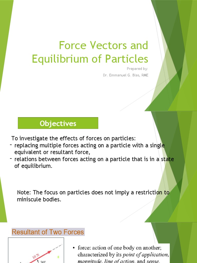 Force Vectors and Equilibrium of Particles: Prepared By: Dr. Emmanuel G. Blas, RME | Download ...