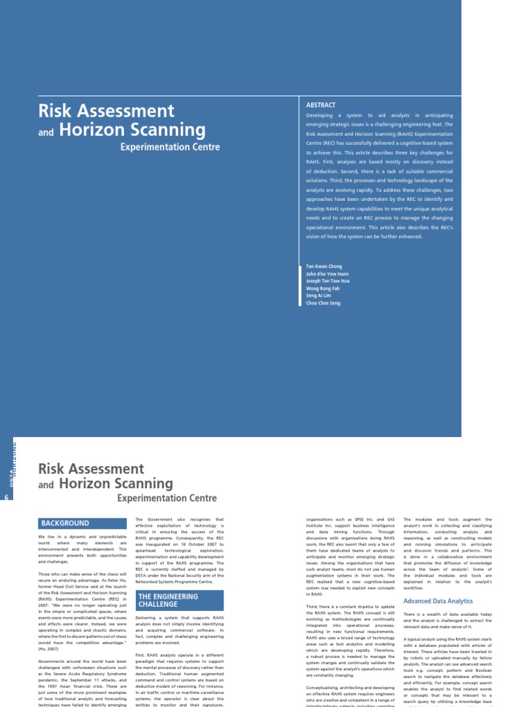 Risk Assessment Horizon Scanning: and Experimentation Centre | PDF ...