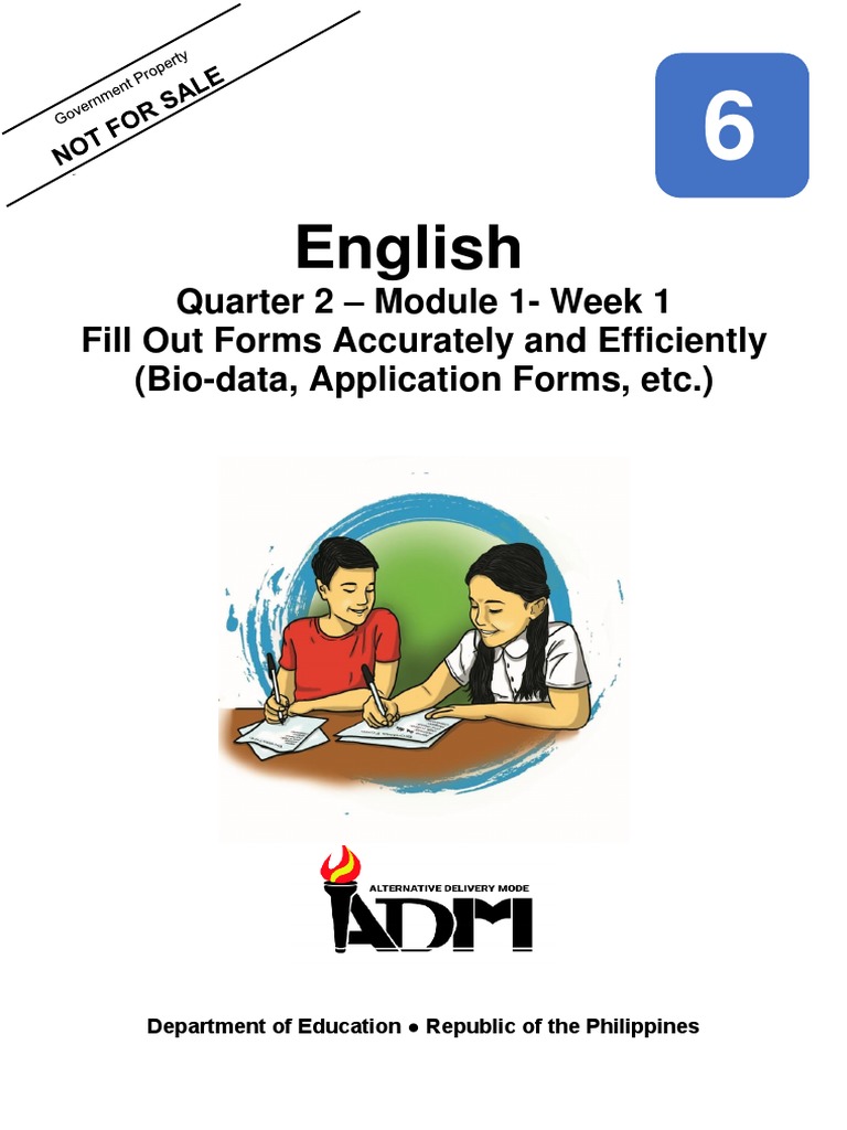 English: Quarter 2 - Module 1-Week 1 Fill Out Forms Accurately and ...