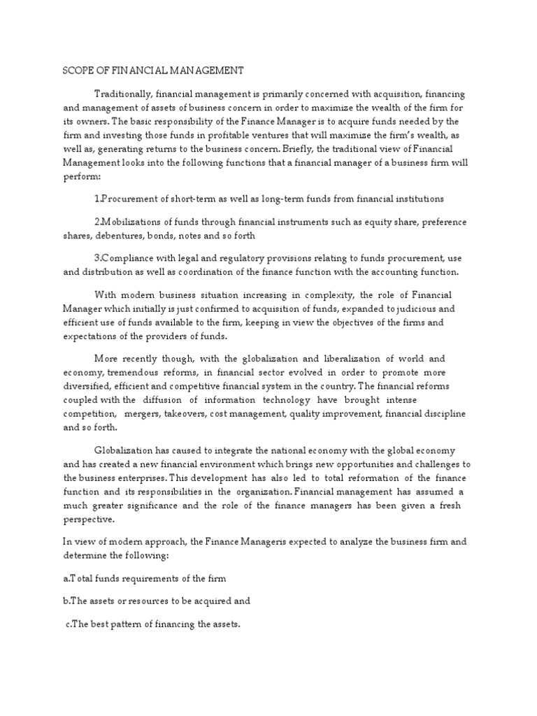 Understanding Financial Management Scope | PDF | Mergers And ...
