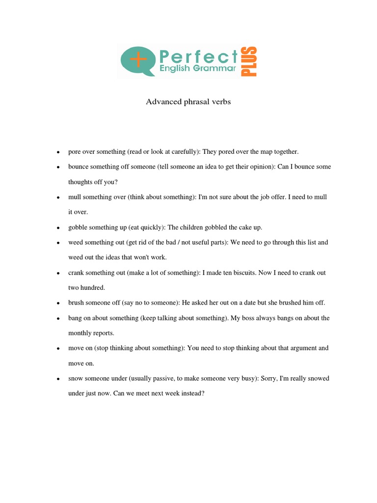 Advanced Phrasal Verbs PDF | PDF