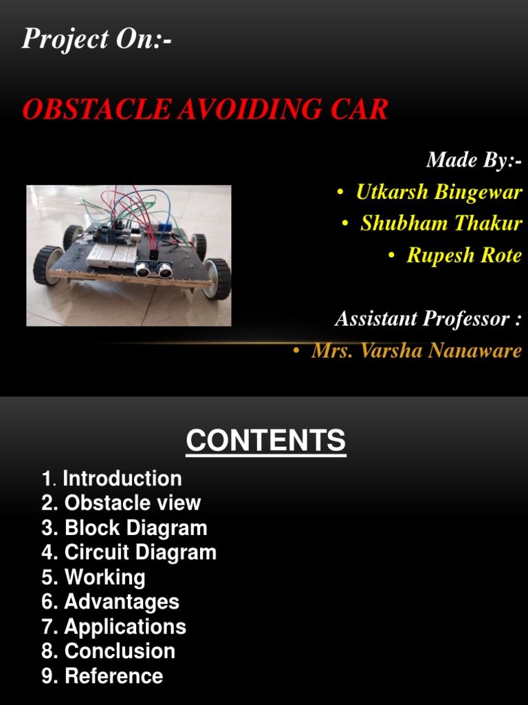 Project On:-: Obstacle Avoiding Car | PDF | Robot | Robotics