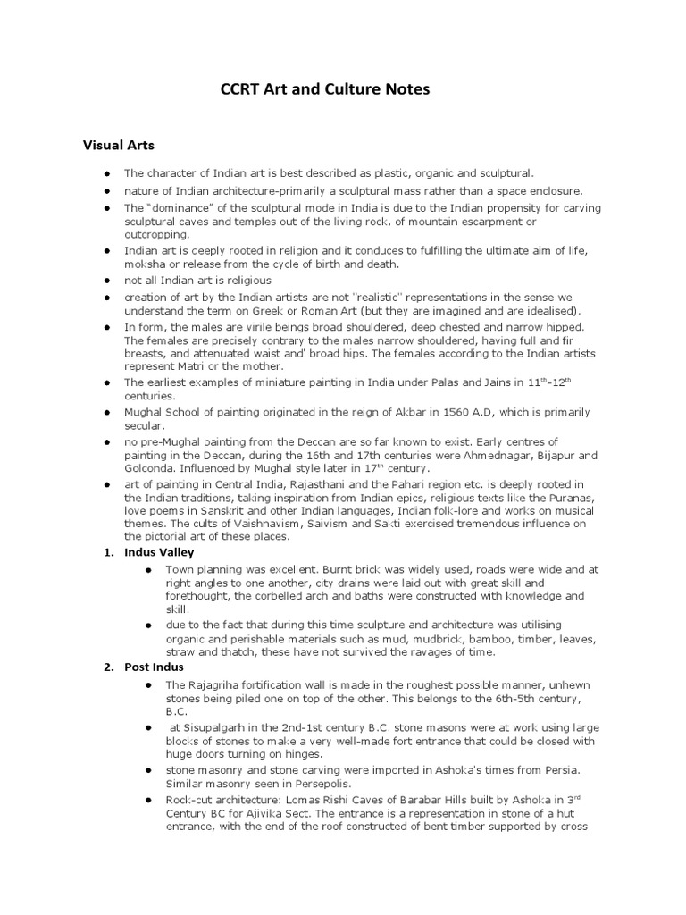 CCRT Art and Culture Notes: Visual Arts | PDF | Vedas | Sikhism