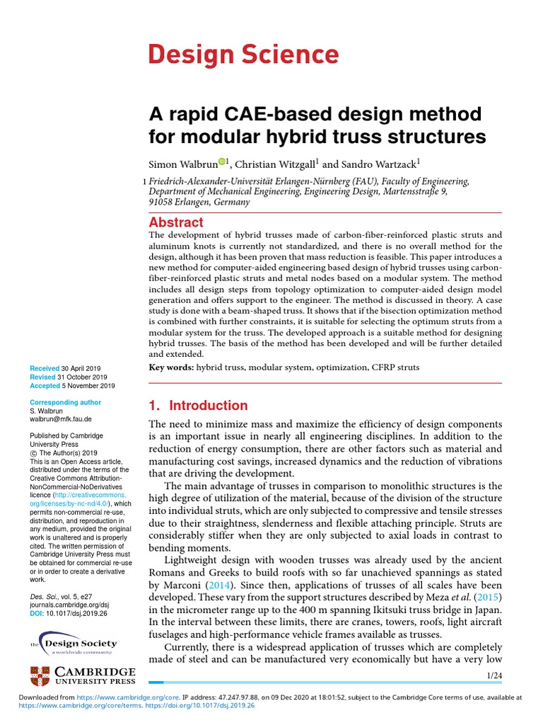 A Rapid CAE-based Design Method For Modular Hybrid Truss Structures ...
