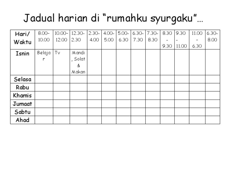 Jadual Harian Rumah | PDF