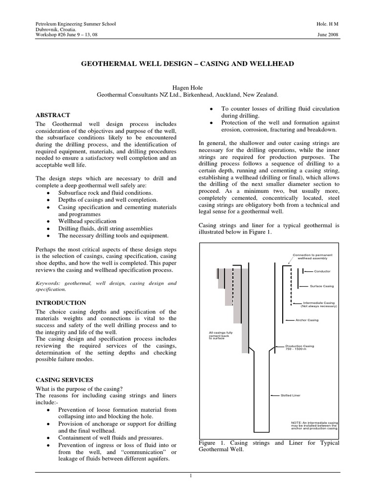 Geothermal Well Design PDF | PDF | Casing (Borehole) | Oil Well