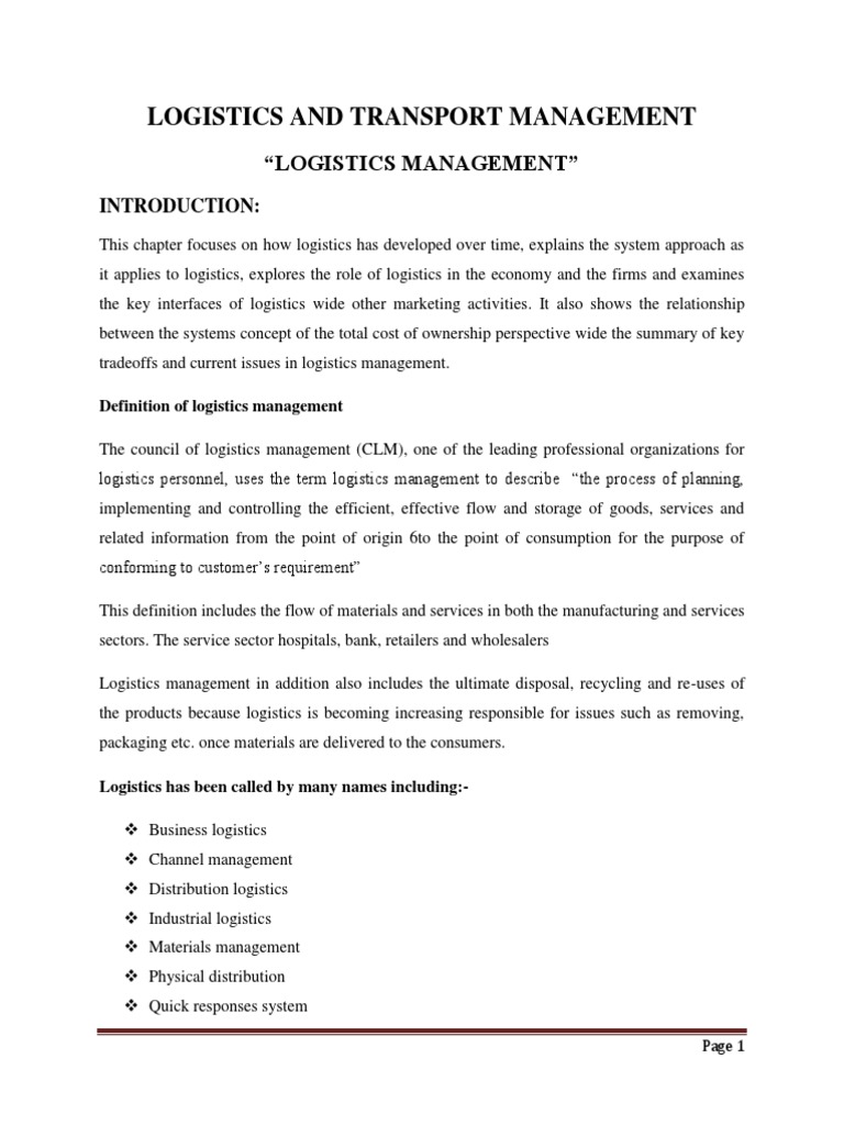 Logistics and Transport Management | PDF | Logistics | Inventory