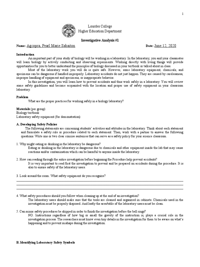Biology Lab Safety Guide | PDF | Laboratories | Chemicals