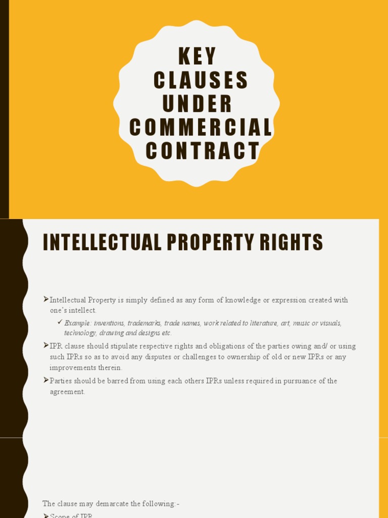KEY Clauses Under Commercial Contract | Download Free PDF | Damages ...