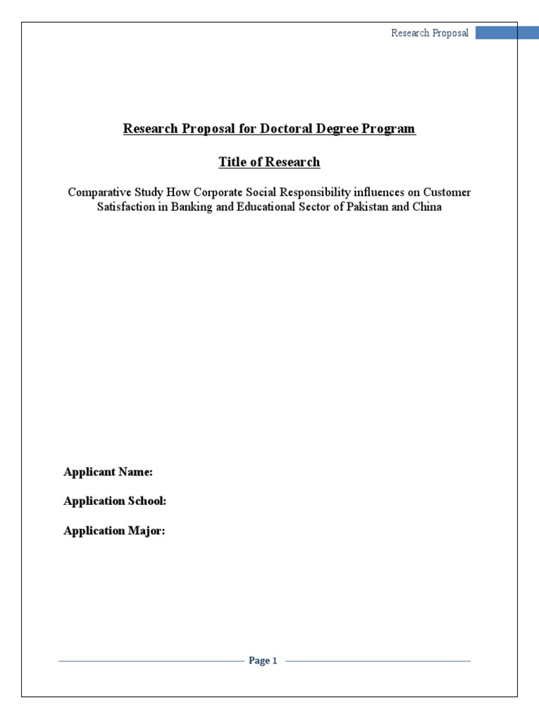 Research Proposal For Doctoral Degree Program Title of Research | PDF ...