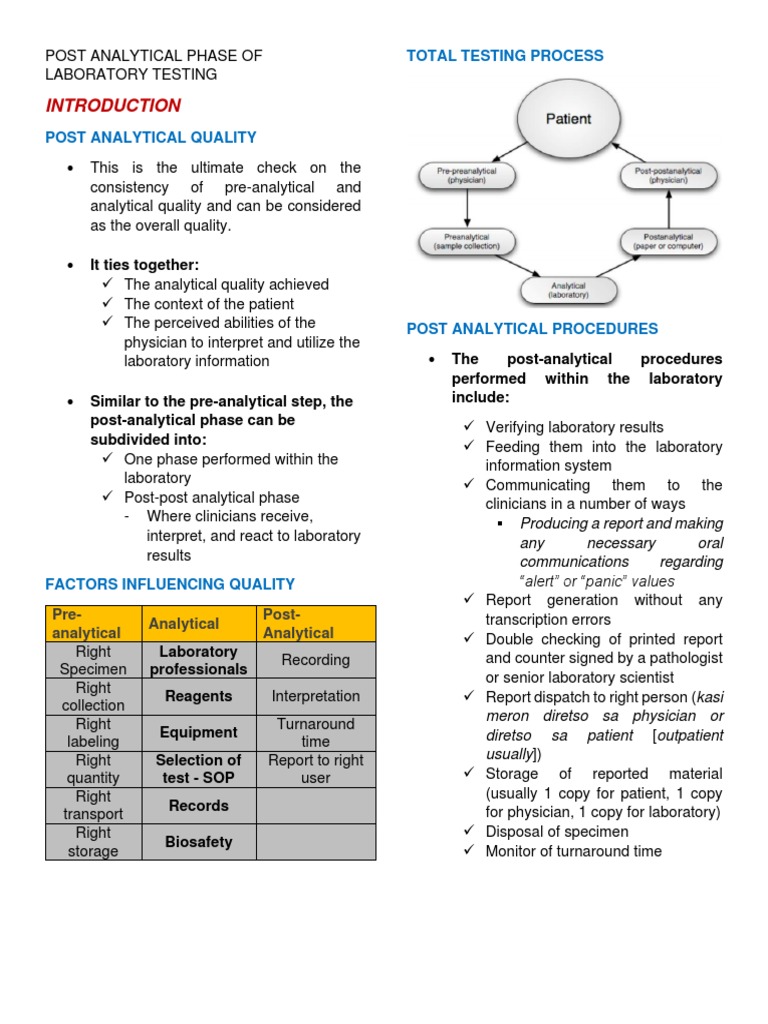 Post Analytical Phase of Laboratory Testing | PDF | Sensitivity And ...