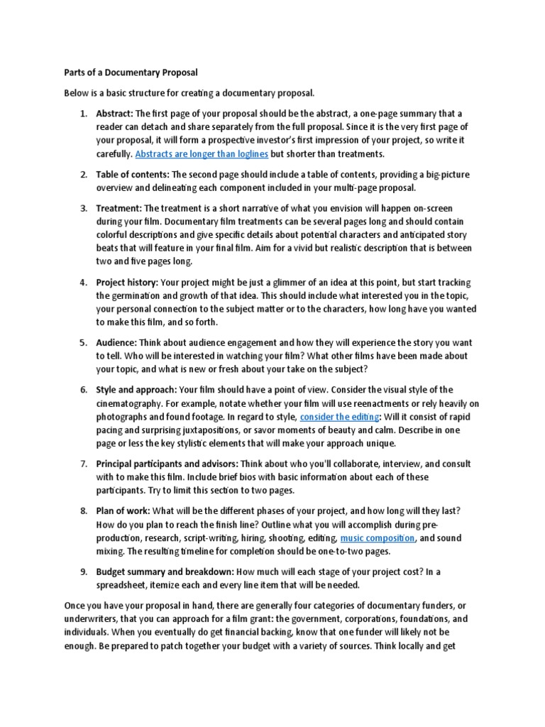 Parts of A Documentary Proposal | PDF | Documentary Film | Narration