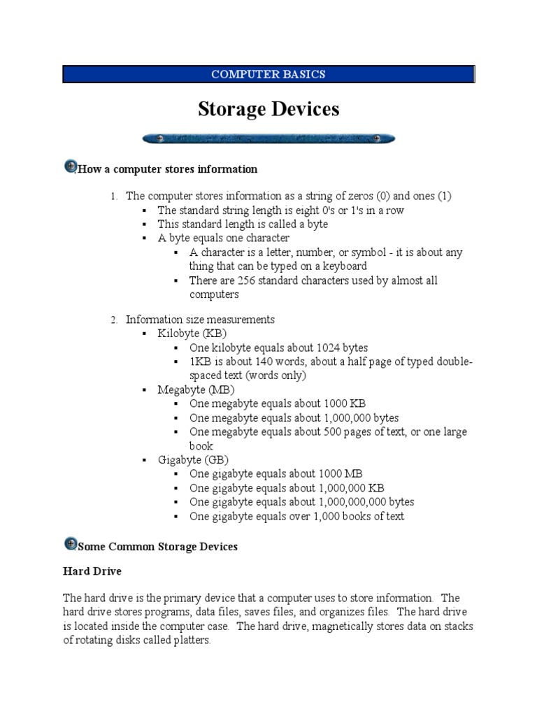 Storage Devices: How A Computer Stores Information | PDF | Graphical ...