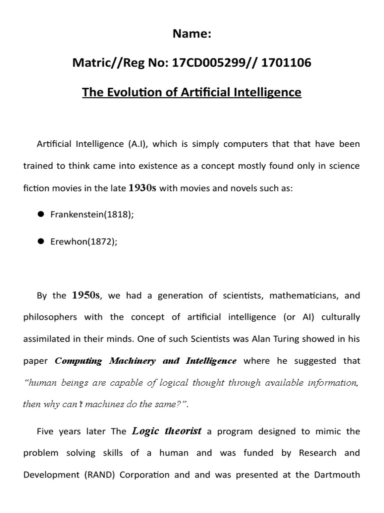 Evolution of Artificial Intelligence | PDF | Siri | Artificial Intelligence