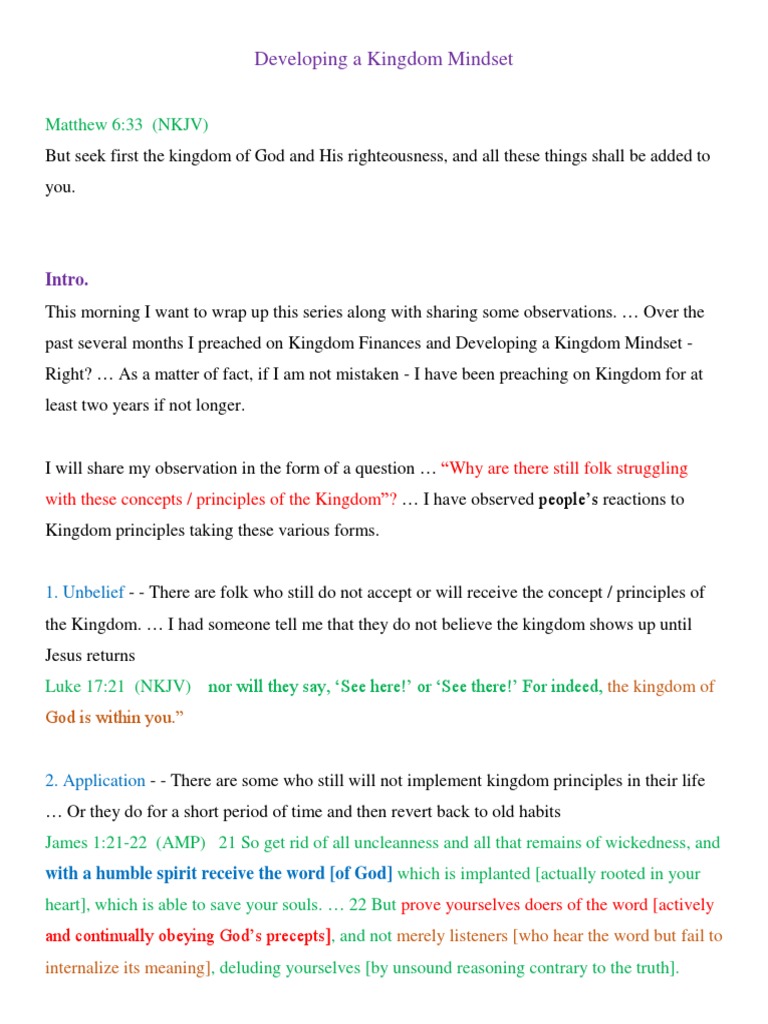 Kingdom Mindset Principles | PDF | Repentance | Humility