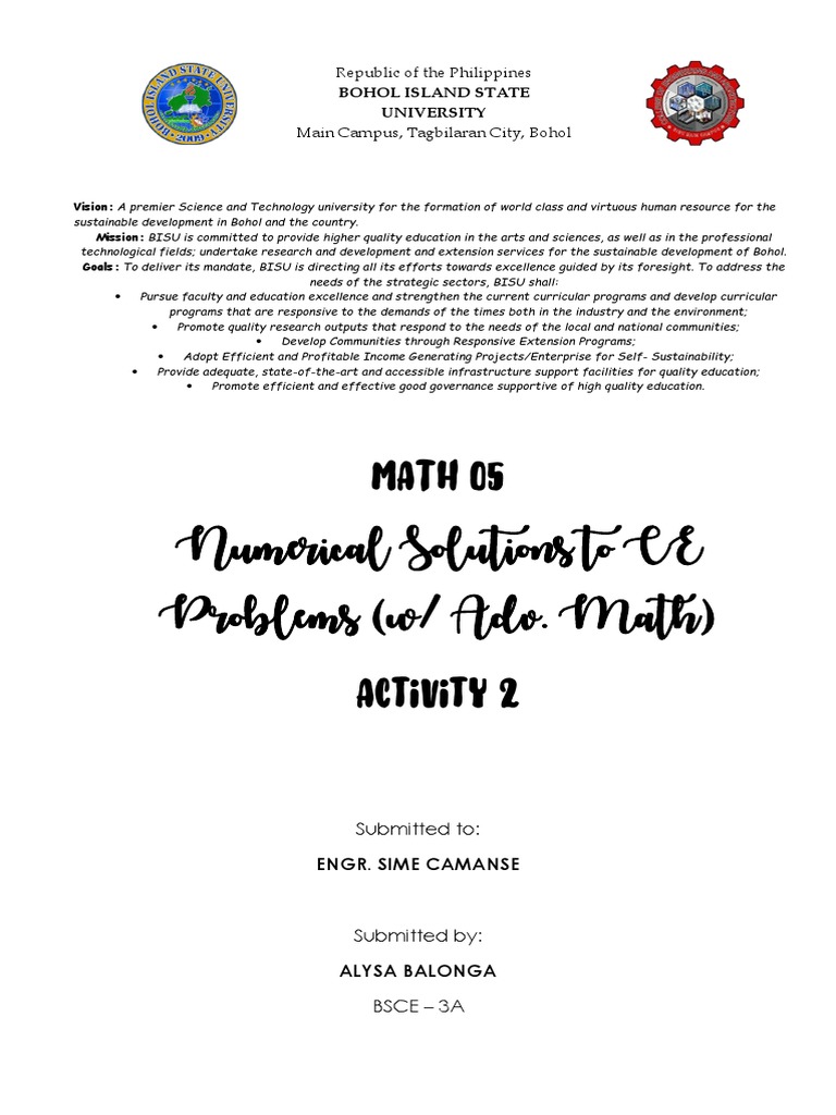 Numerical Solutions To CE Problems (W/ Adv. Math) | PDF | Computer ...