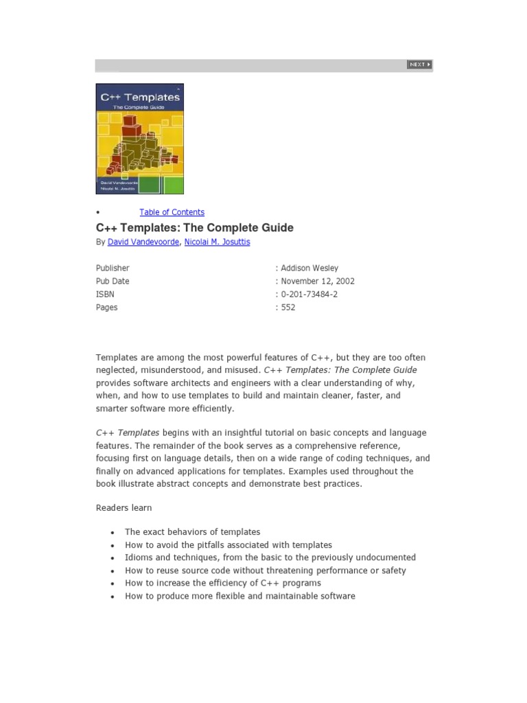 CPlusPlus Templates The Complete Guide | PDF | Models Of Computation ...