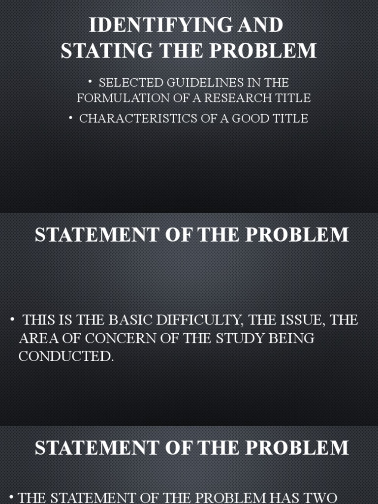 Crafting Effective Problem Statements | PDF | Question | Goal