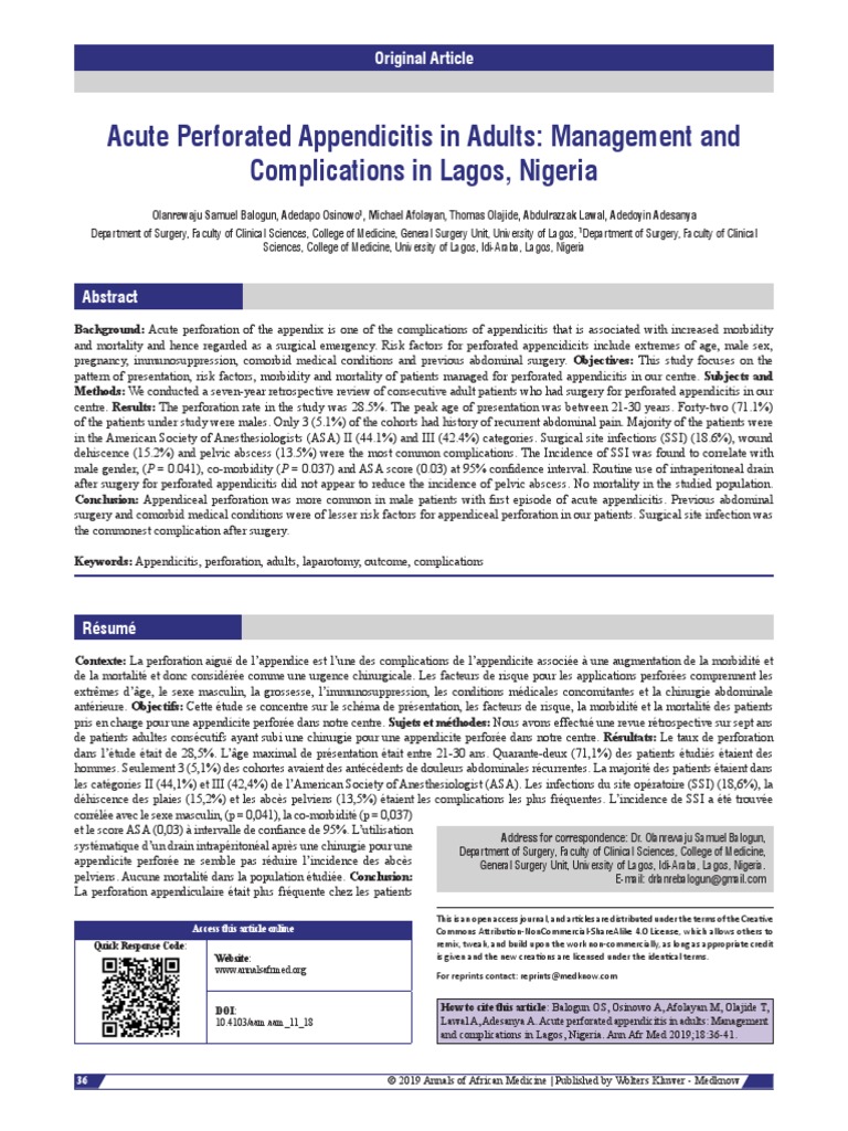 Acute Perforated Appendicitis | PDF | Surgery | Clinical Medicine