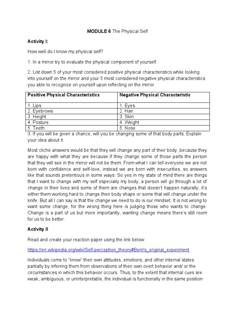 MODULE 6 The Physical Self | PDF | Eucharist | Baptism
