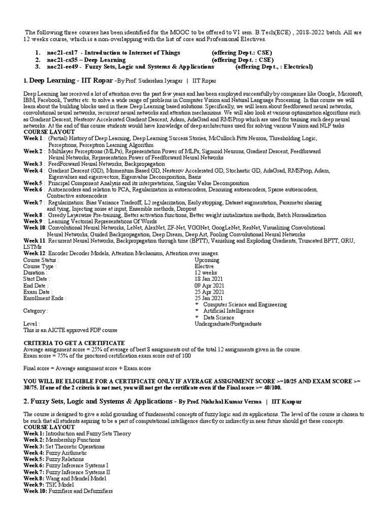 Deep Learning - IIT Ropar | PDF | Internet Of Things | Artificial Neural Network