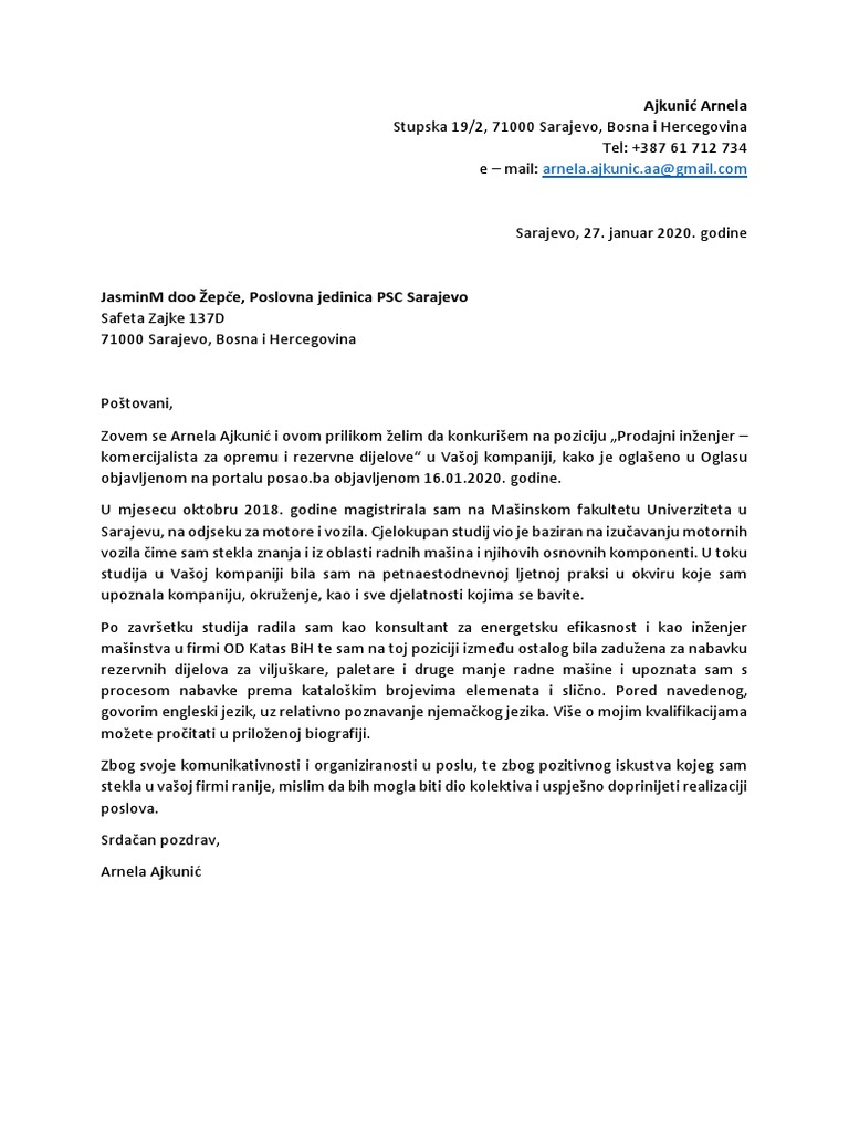 Motivaciono Pismo | PDF