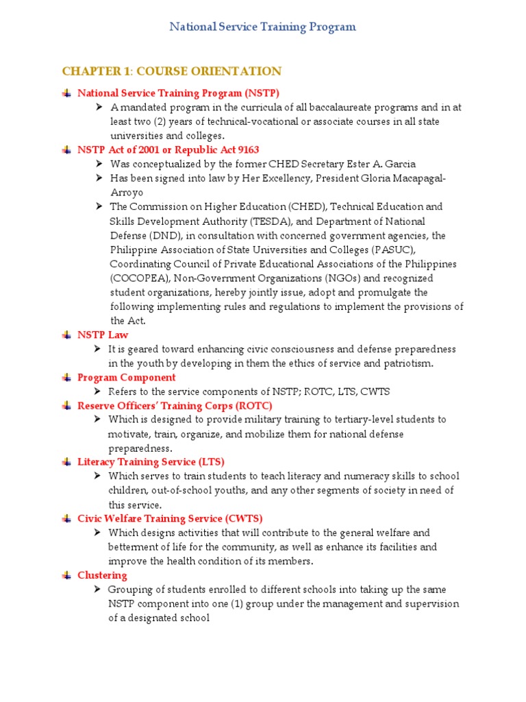 National Service Training Program (1st Year) | PDF | Good Governance ...