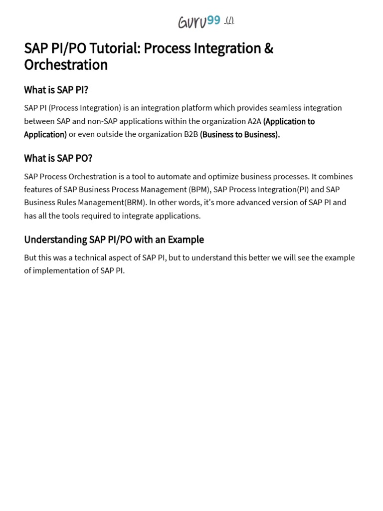 Sap Pi Po Tutorial Process Integration And Orchestration Pdf Pdf
