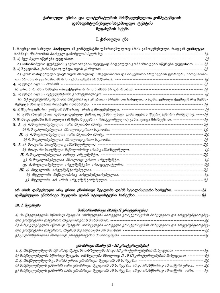 Kartuli Ena Da Literatura 2019 Pasuxebi | PDF