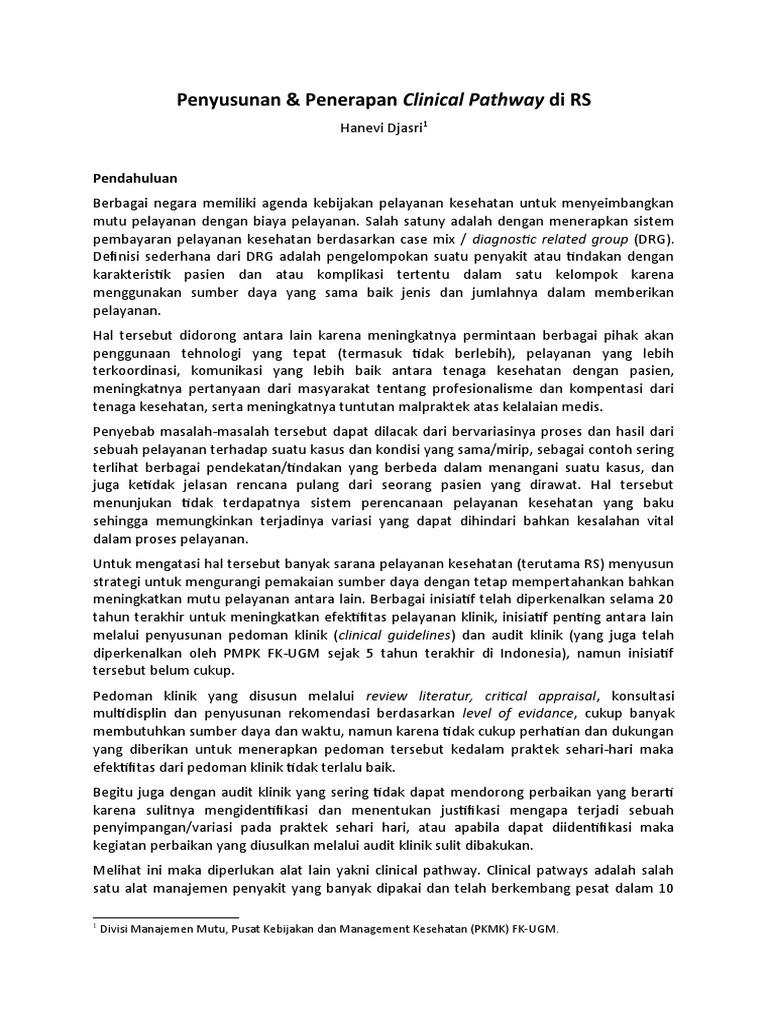 1 Modul Penyusunan Clinical Pathways (Baru) Hanevi Djasri | PDF