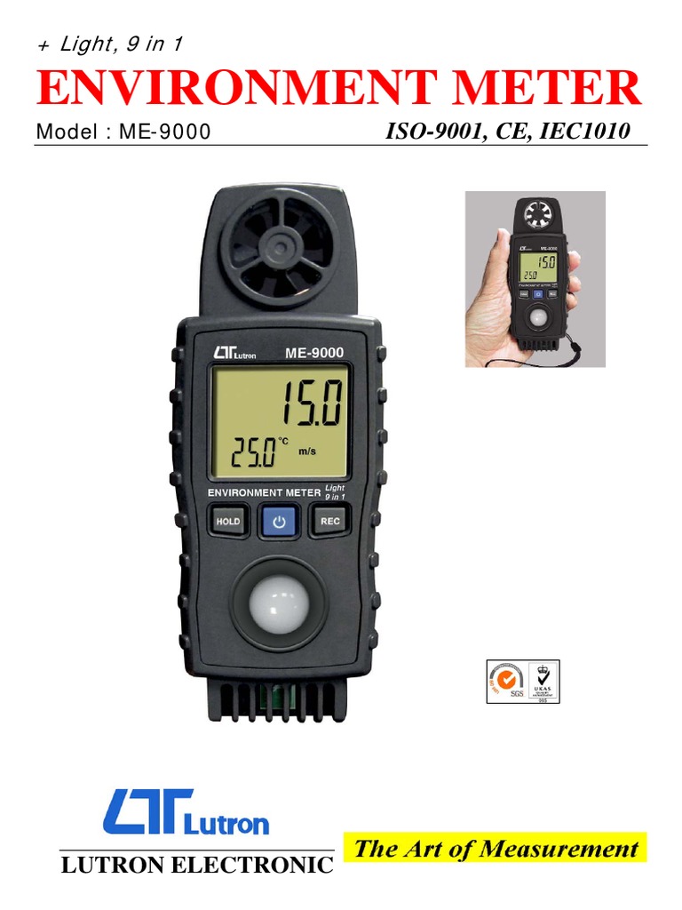 Environment Meter: ISO-9001, CE, IEC1010 | PDF | Fahrenheit | Celsius