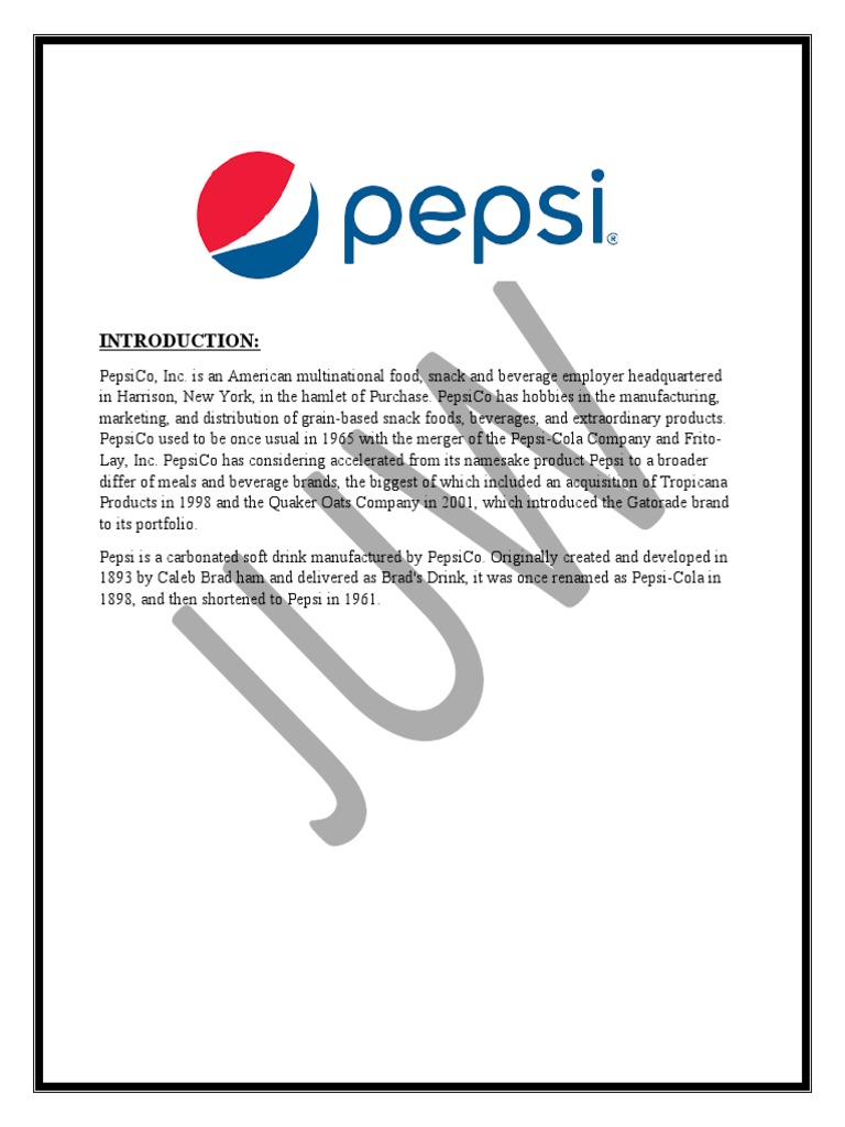 Swot Analysis OF PEPSI | PDF | Pepsi Co | Brand