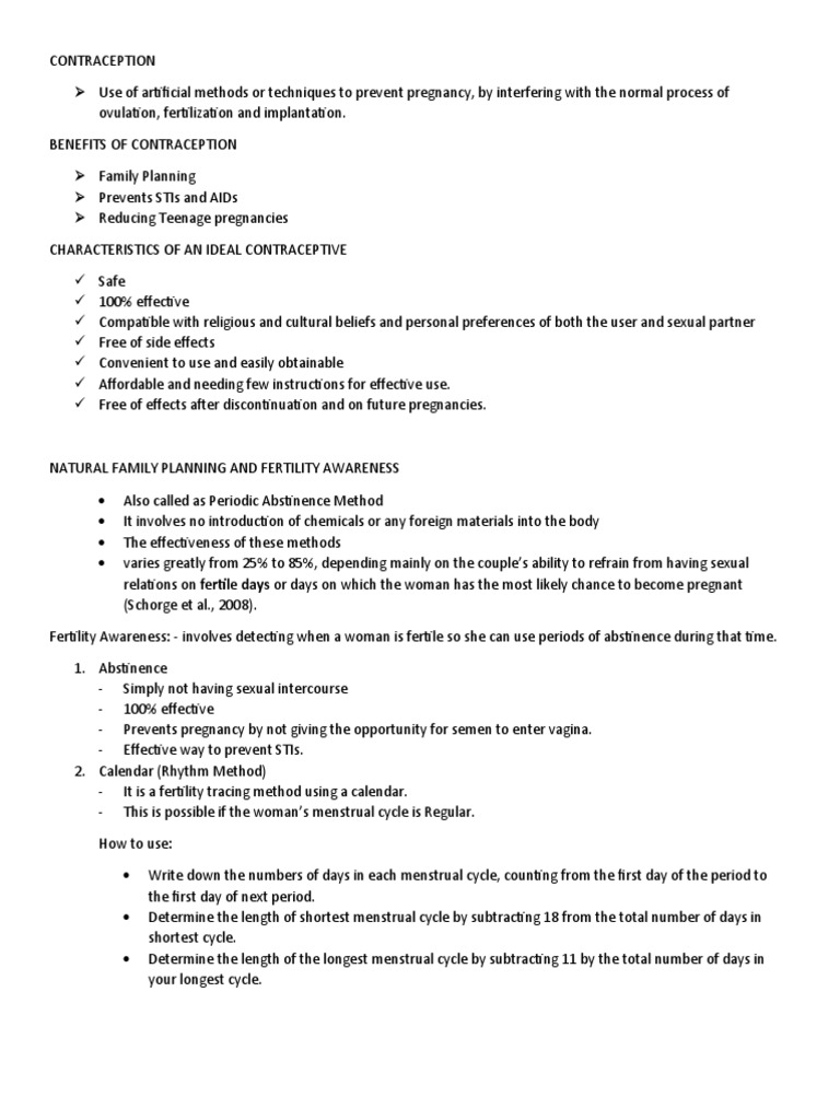 Contraception Part 1 Pdf Menstrual Cycle Sexual Anatomy