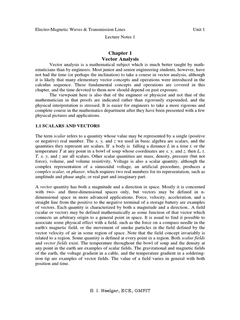 Vector Analysis: 1.1 Scalars and Vectors | PDF | Euclidean Vector | Vector Calculus