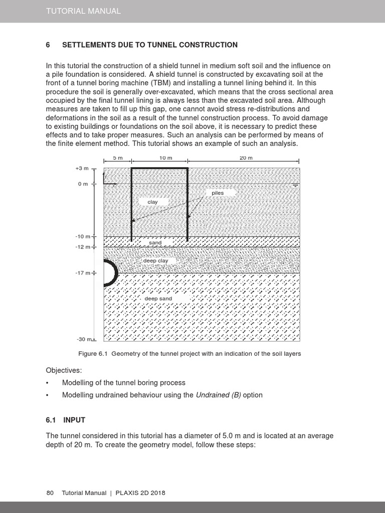 PLAXIS 2D 2018-Tutorial-Lesson06 PDF | Download Free PDF | Tunnel | Soil