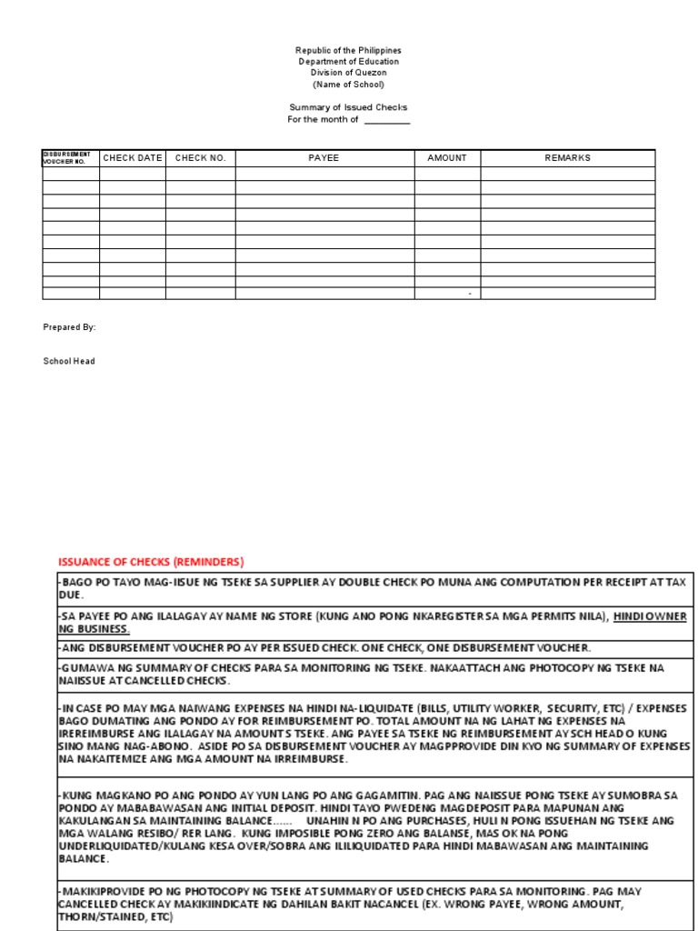 Summary of Used Checks | PDF