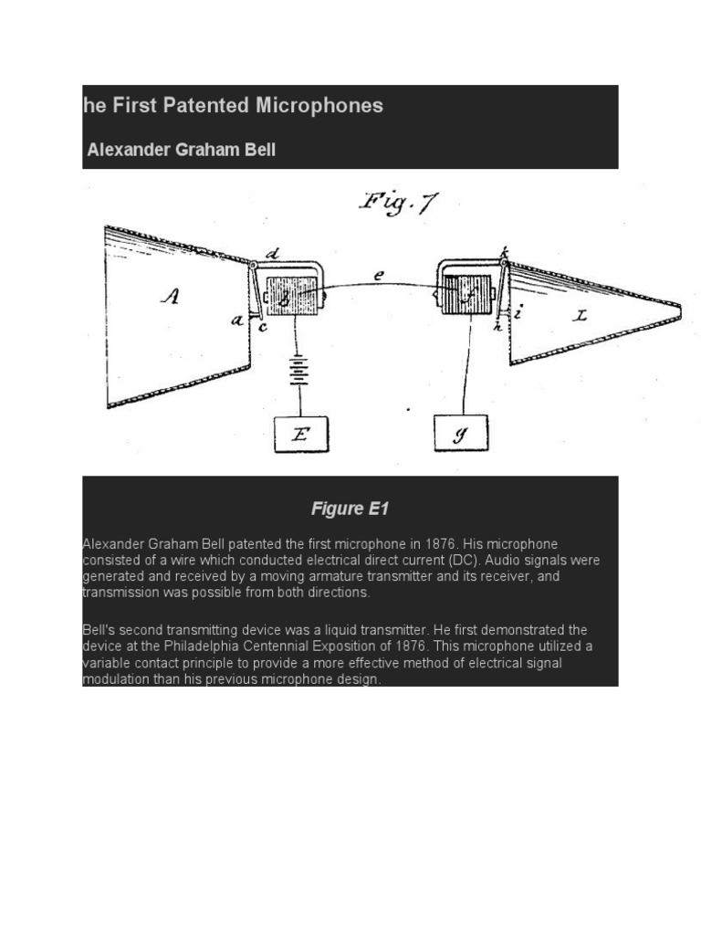 He First Patented Microphones: Alexander Graham Bell | PDF | Microphone ...