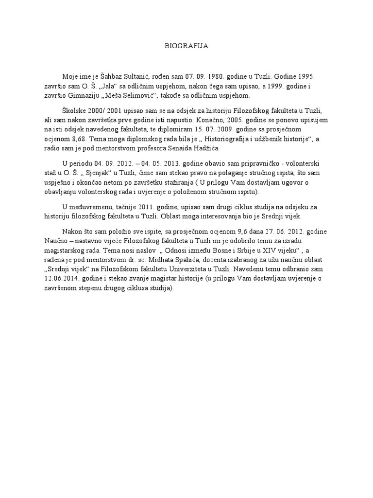 Moja Biografija | PDF