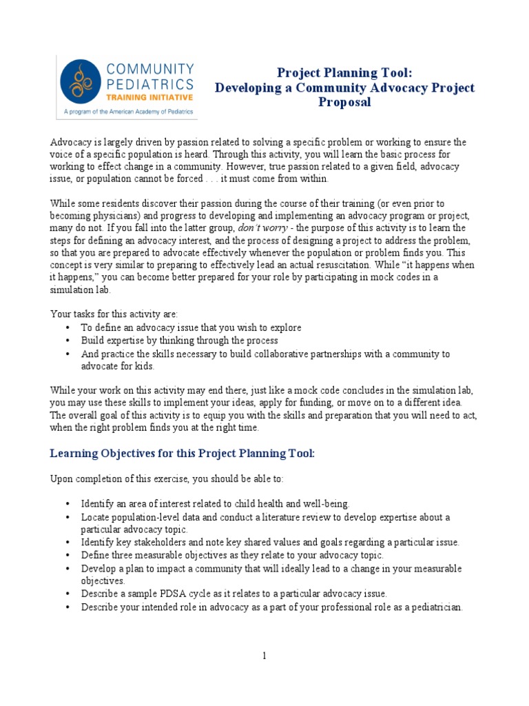 Community Advocacy Project Proposal Guide | PDF | Goal | Expert