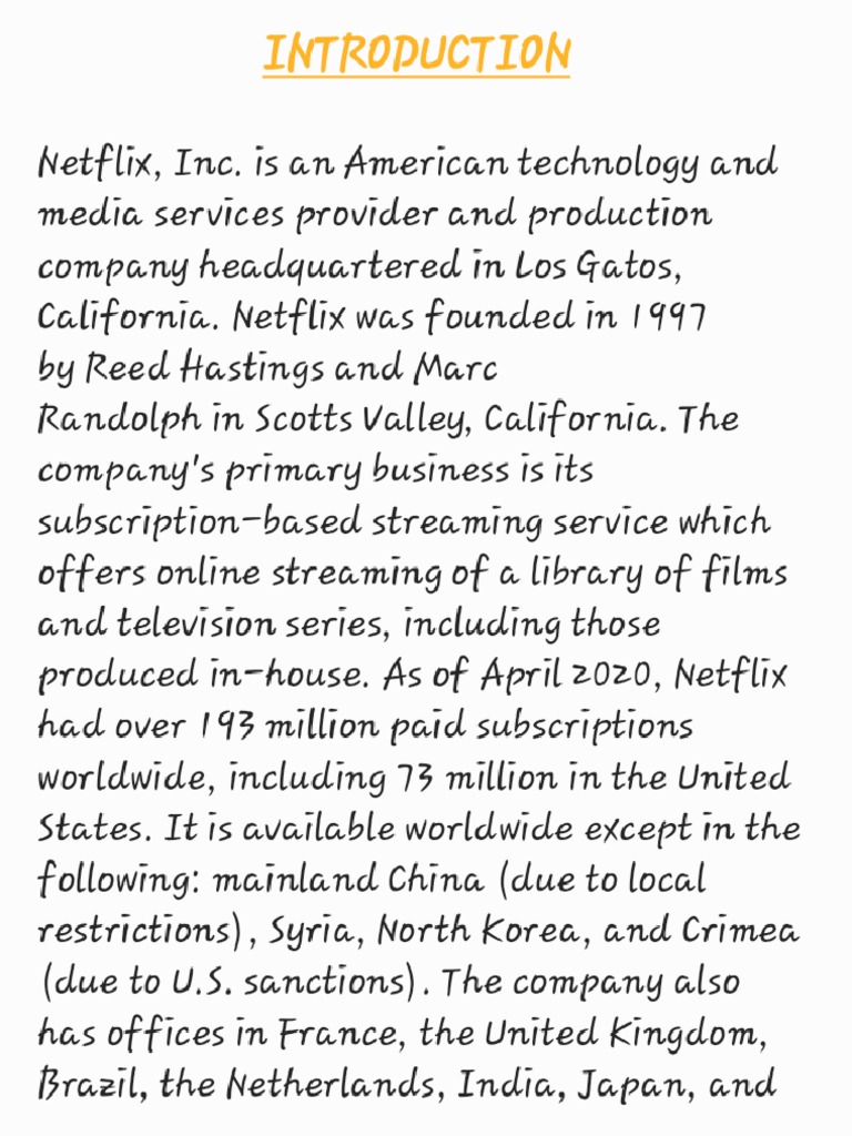 Netflix Introduction PDF | PDF