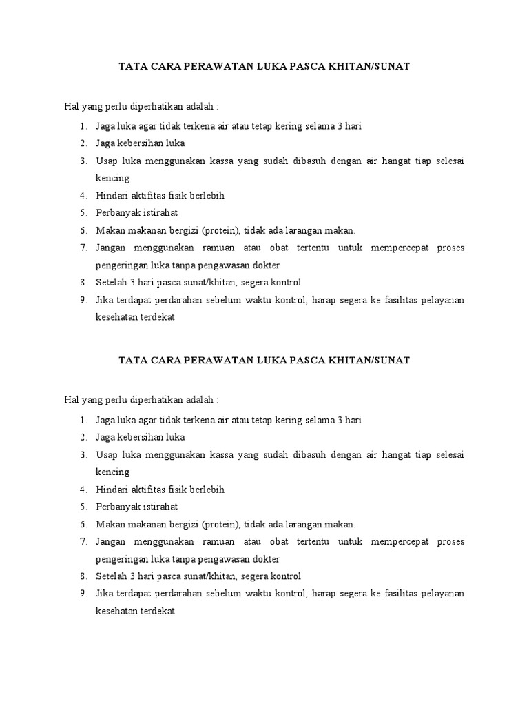 Tata Cara Perawatan Luka Pasca Khitan | PDF