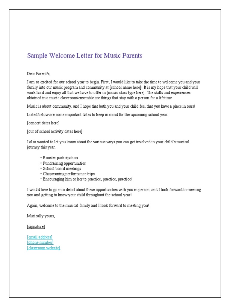 Sample Welcome Letter | PDF