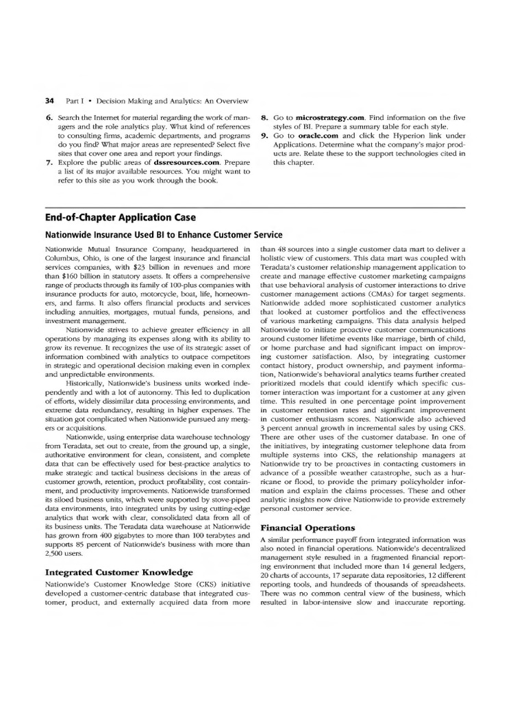 Chapter 1 - Closing Case PDF | PDF | Analytics | Data Warehouse